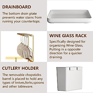 IULAVP 2024 New Dish Drying Rack：Multifunctional Kitchen Utensil Holder with a Dish Rack, a Utenslis Holder and a Wine Glass Rack, Sturdy＆Durable Dish Racks for Kitchen Counter, Kitchen Essentials