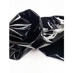 Patent Glossy NEON Vinyl TPU Leatherettes Fabric Fake Leather 52" Wide Sold by The Yard (Patent, Black)