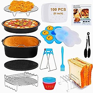 Square Air Fryer Accessories, 8 Inch XL Deep Fryer Accessories Compatible with Philips Cosori Ninja Gowise Gourmia Chefman Comfee Air Fryer, Fit 3.6QT-6.8QT Square Air Fryer