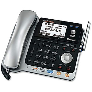 AT&T TL86109 DECT 6.0 2-Line Expandable Corded/Cordless Phone with Bluetooth Connect to Cell, Answering System and Base Speakerphone, 1 Corded Handset and 1 Cordless Handset, Silver/Black