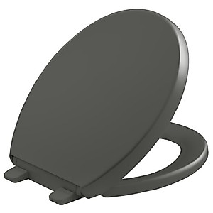 KOHLER K-4009-58 Reveal Quiet-Close with Grip-Tight Bumpers Round-front Toilet Seat, Thunder Grey