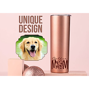 Onebttl Golden Retriever Gifts, Dog Lover Gifts, Gifts for Dog Mom, Dog Owner, Women, Girls, Friends, Daughters, Coworkers, 20Oz Skinny Tumbler, Golden Retriever Mom, Rose Gold