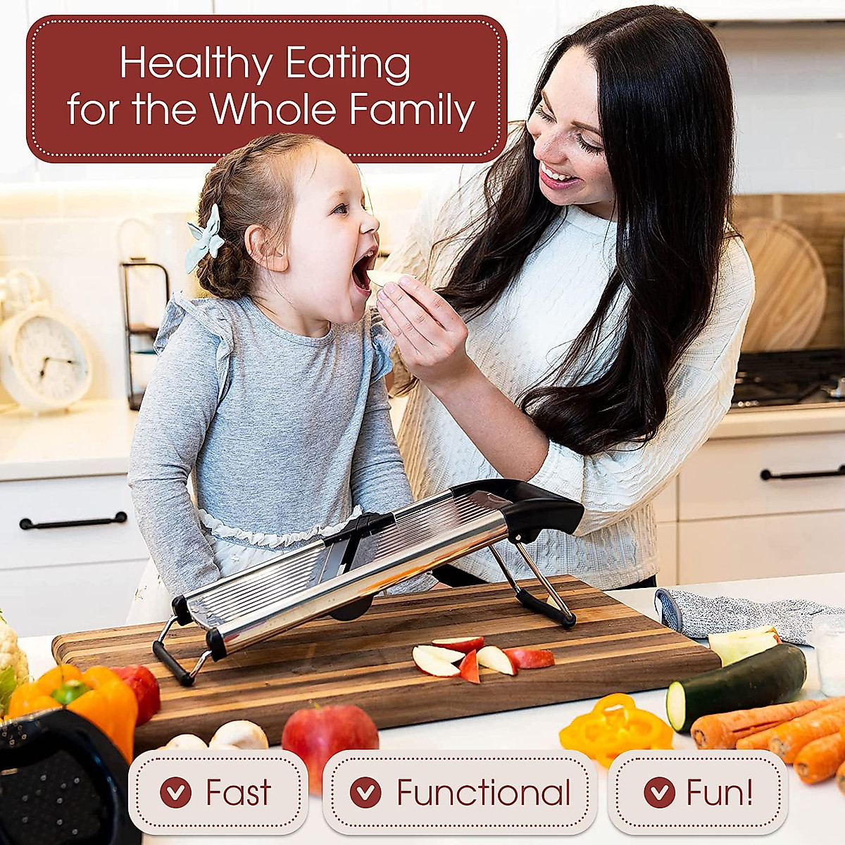 Mandoline Slicer – 6-Setting Adjustable Mandoline Slicer for Kitchen, 16.5 x 5 In. Platform, Hand Guard, Cut-Resistant Gloves – Vegetable Chopper, Meat Slicer, Cheese Slicer by Medove