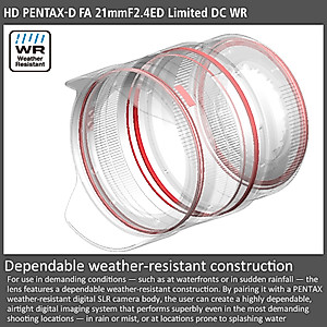 Pentax FA 21mmF2.4ED Limited DC WR Black Ultra-Wide-Angle Single Focus Lens [for use with Full Frame DSLR ] Limited Lens, machined Aluminum Lens Barrel, (28040)