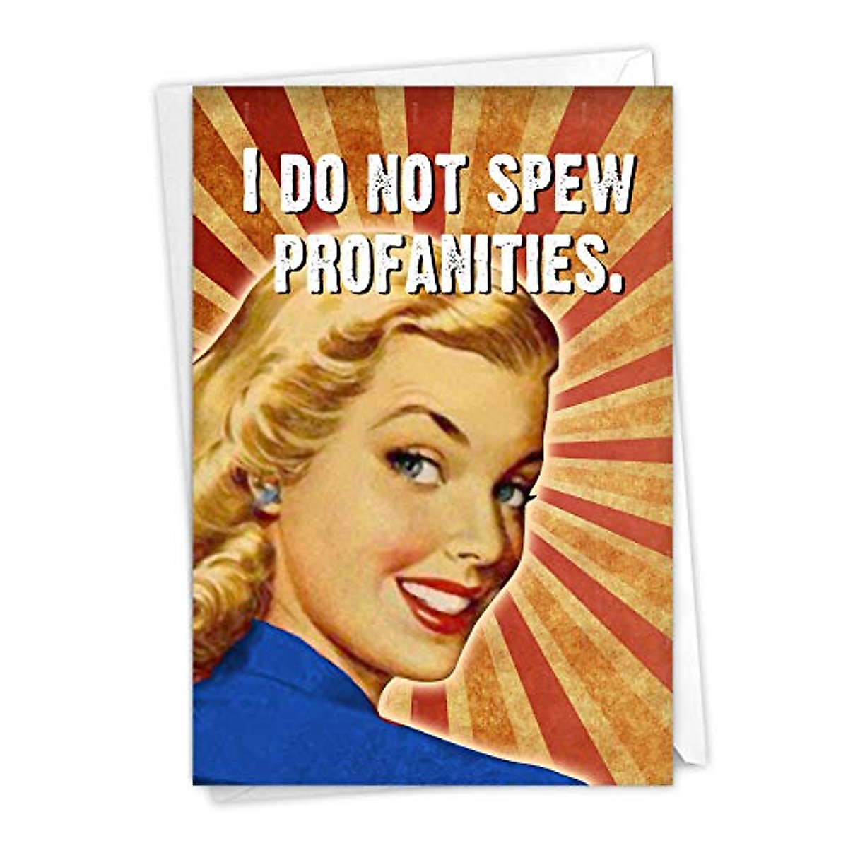 NobleWorks - 1 Funny Happy Birthday Greeting Card - Retro Woman Humor, Notecard Talk Bubbles - Mind Your Language C3229BDG