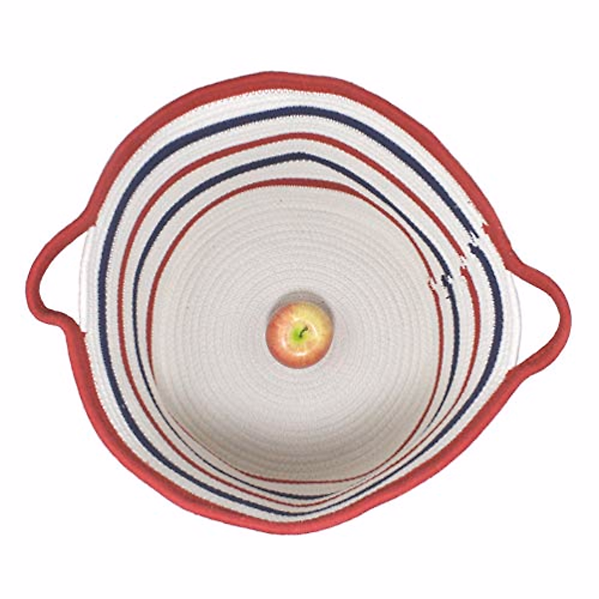 Orino Nautical Large Cotton Rope Storage Baskets with Handle, Soft Durable Laundry Baskets Nursery Hamper Organizer for Kids Toys (15.8x15x11.8 inch, Blue&Red Stripe American Flag Style)