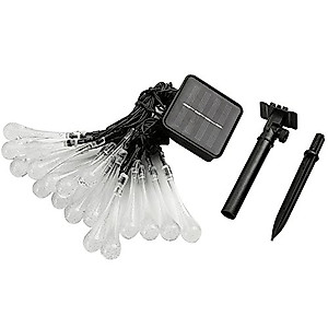 Icicle Solar String Lights, 24.6ft Solar Outdoor Lights with 40 Waterproof LED, 8 Modes Waterdrop Decoration Lights for Garden, Patio, Lawn, Gazebo, Fence, Wedding, Holiday, Party (White)