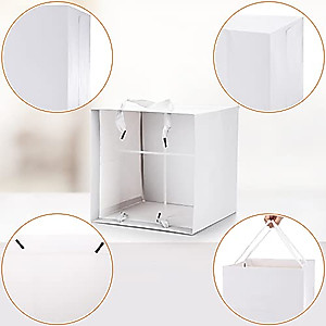 Yahenda 24 Pcs 12 x 12 x 12 Inch Large White Kraft Paper Gift Bags with Handles Square Gift Bags Bulk, Large Shopping Merchandise Bags, Wedding Bags, Birthday Party Favor Bag Goodie Craft Retail Bag