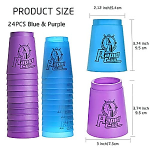 SEISSO Quick Stack Cups 24 PC for Speed Sports Training Game for School Family Party Challenge Competition, Kids Gifts Starter Set of Stacking Cup, Blue & Purple