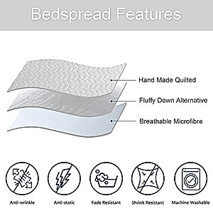 Hygge Hush Summer Quilt Set, King Size Pure White Leaves Pattern 3 Pieces Quilt Set, Oversized Modern Style Bedspread Set for All Season (1 Quilt & 2 Pillow Shams)