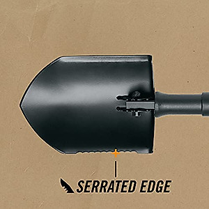 Gerber Gear E-Tool Folding Spade - Serrated Edge - Survival Gear and Equipment - Black