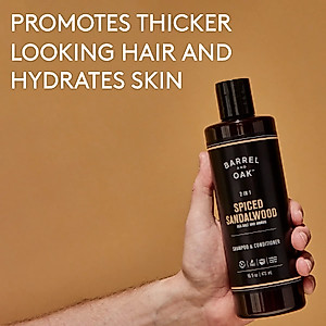 Barrel and Oak - Shampoo & Conditioner Set, Moisturizing Shampoo/Conditioner Set for Men, Fragrant Amber Scent, Made with Hydrating Argan Oil, Certified Organic (Spiced Sandalwood, 16oz)