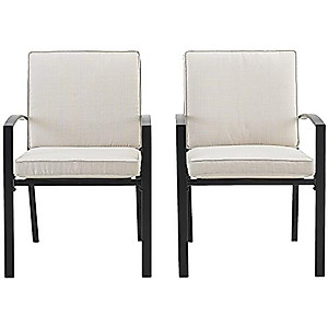 Crosley Furniture KO60025BZ-OL Kaplan Outdoor Metal Dining Chairs, Set of 2, Oiled Bronze with Oatmeal Cushions