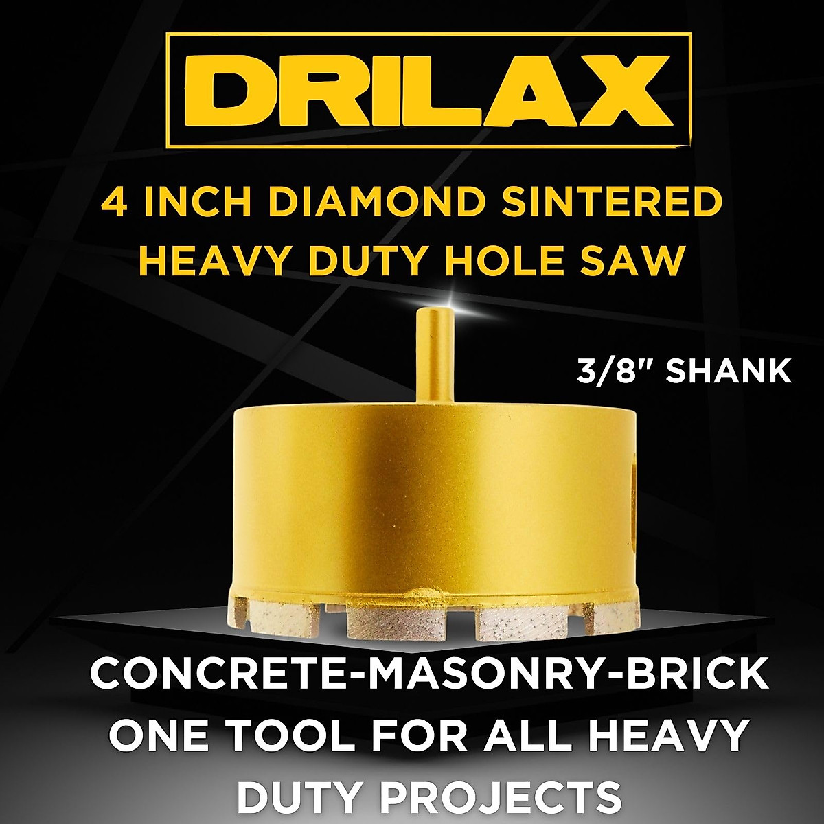 4 Inch Masonry Hole Saw, Diamond Hole Saw, Heavy Duty Dry Core Hole Saw for Concrete Hole Saw Bit Brick, Cinder Block, Core Drill Guide Included Extra Long Depth of Cut