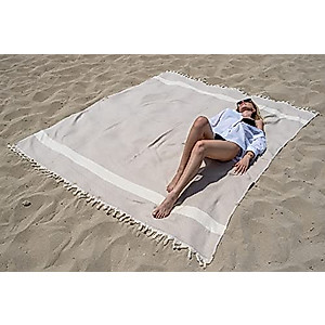 DEMMEX 2022-90x82 Inches XXXL Turkish Cotton Multipurpose Blanket, Throw Blanket Bedspread, Beach Picnic Blanket 3lb (Beige)