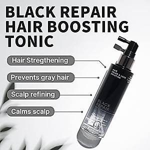 DERMACENTRIC Black Hair Repair Tonic Spray | Vegan Gray Hair Spray for Hair Growth & Scalp Care | Korean Hair Care for Men & Women Unscented Root Touch Up Hair Regrowth Tonic Spray (3.38fl oz)