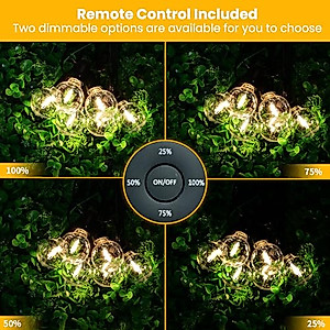 Yuusei Outdoor String Light with Remote, 100FT Outdoor Lights for Patio with 50+2 Shatterproof G40 Edison Bulbs, IP45 Waterproof String Lights for Backyard,Bistro,Cafe,Market 2500K Warm White