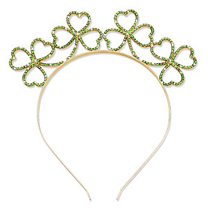 ZITULRY St Patrick's Day Headband Rhinestone Shamrock HAPPY ST.PATRICKS Letter Hairband Crystal Irish Green Lucky Clover Headpiece