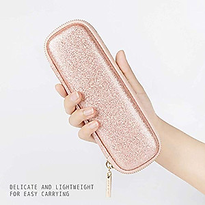 Comfyable Pencil Holder Pencil Case for Apple Pencil, Pen Accessories Elastic Strap Sleeve Protective Carrying Case for Stylus USB Cable AirPods with Mesh Pockets, Rose Gold