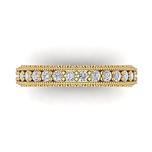 Yellow Solid 14k Gold Eternity Wedding Bridal Engagement Ring Band - Clear Simulated Diamond 1.44Ct Round Cut Sz 6.25