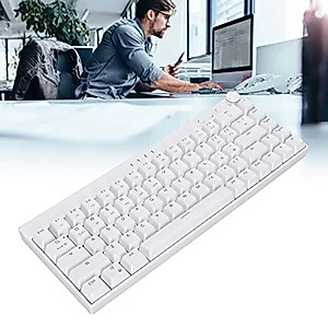 68 Keys Mechanical Keyboard, N Key Rollover ABS 1800mAh Battery White 68 Keys Mechanical Keyboard for Gaming for Office for Home(Linear Action Switch)