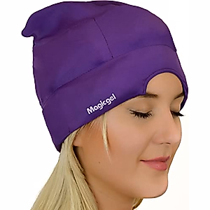 Magic Gel Migraine Ice Head Wrap | Real Migraine & Headache Relief | The Original Headache Cap | Cold, Comfortable, Dark & Cool; Endorsed by Physicians, Loved by Thousands - (Purple)