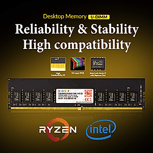 V-Color DDR4 8GB (8GBx1) 2666MHz (PC4-21300) CL19 Standard Desktop Computer PC Ram Memory Module Non ECC Unbuffered DIMM 1.2V(TD48G26S819-VC)