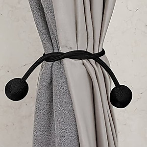 Aosivm Magnetic Curtain tiebacks,Curtain tie Backs,tiebacks for Drapes or Curtains Elegant Decorative Home Bedroom Office (Black, 2)