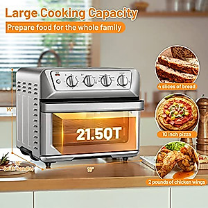 MEDIMALL 21.5 QT Air Fryer Toaster Oven, 7-in-1 Air Fryer Oven Combo w/ Timer, Auto Shut-off, Accessories Recipe, Stainless Steel Convection Countertop Oven for Bake, Broil, Toast, Reheat, Fry
