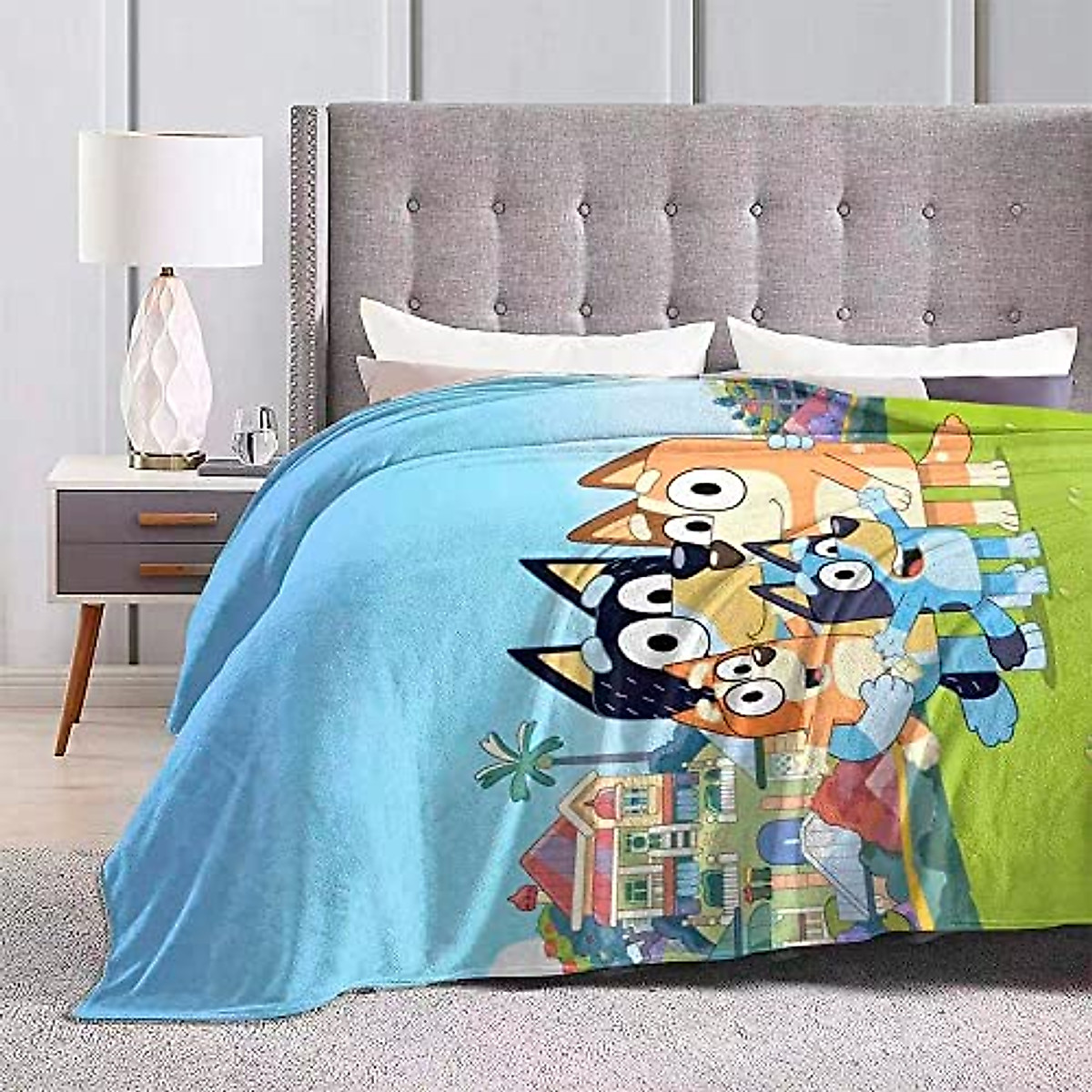ORGANISET | 50"x 40" | Blanket for kids, Toddler Blankets for Boys and Girls, Kids Blankets Cartoon, Bluey Toddler Bedding, Bluey blanket, Boy Blankets, Throw Blanket Flannel for Bed Couch living Room