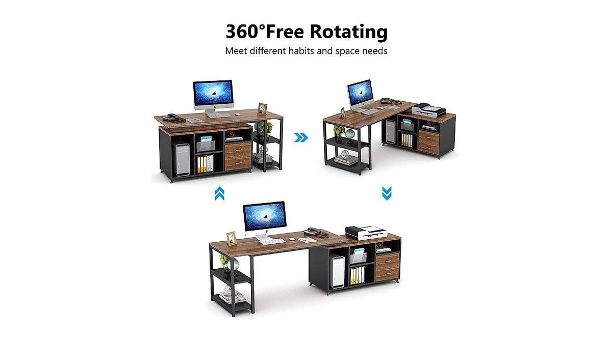 Tribesigns L-Shaped Computer Desk - 55 Inch Rotating Office Desk