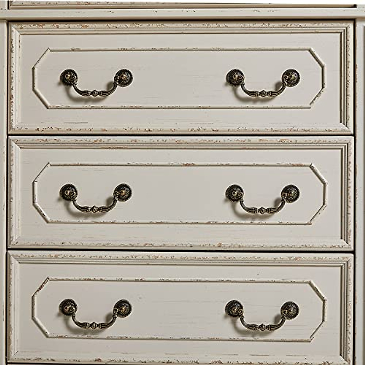 PaPaJet 5 Drawers Dresser Chests for Bedroom French Country Two Tone Chipped White