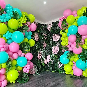 Teal Balloons Happy Birthday Decoration 73pcs 5/10/12/18 inch Assorted Sizes Turquoise Tropical Hawaii Flamingo Party Balloons