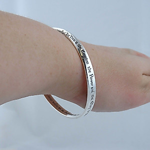 FashionJunkie4Life Sterling Silver The Lord's Prayer Mobius Bangle Bracelet, Polished
