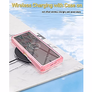 Btscase for Samsung Galaxy Z Fold 5 Case,Built in Front Screen Protector,Gold Glitter Marble Pattern Hard PC Slim Shockproof Full Body Drop Protective Case for Galaxy Z Fold 5 5G (2023), Rose Gold