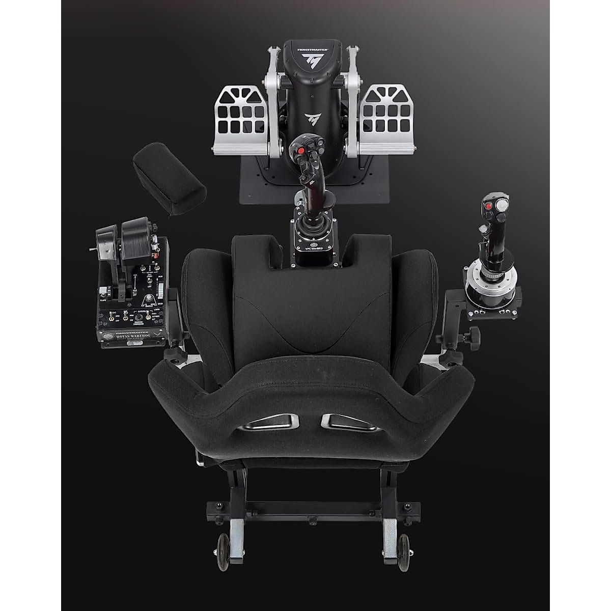 SimFab Modular Flight Simulator Cockpit For Combat Simulation. DCS Edition. Compatible With Thrustmaster Warthog, WinWing, VirPil, VKB And Alike Controls. Upgradable To General Aviation, Space Sim Or Sim Racing. (black seat)