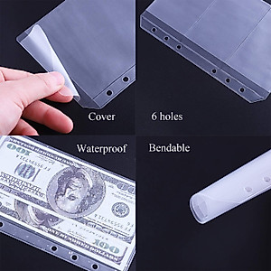 Antner A6 6-Holes Binder Pockets Notebook Refills Filler Money Organizer Cash Envelopes Bill Pouch Name Card Business Card Sleeves Pages, 12 Pieces