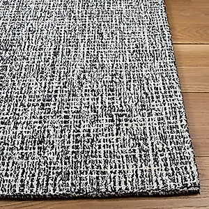 SAFAVIEH Abstract Collection Area Rug - 8' x 10', Black & Ivory, Handmade Wool, Ideal for High Traffic Areas in Living Room, Bedroom (ABT468Z)