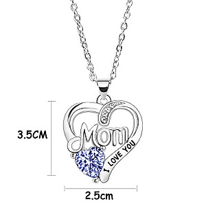 BESPMOSP Mom Necklace I Love You Mom Gifts Mother's Day Gifts Rhinestone Necklace for Mom Birthday Gifts for Mom(purple)