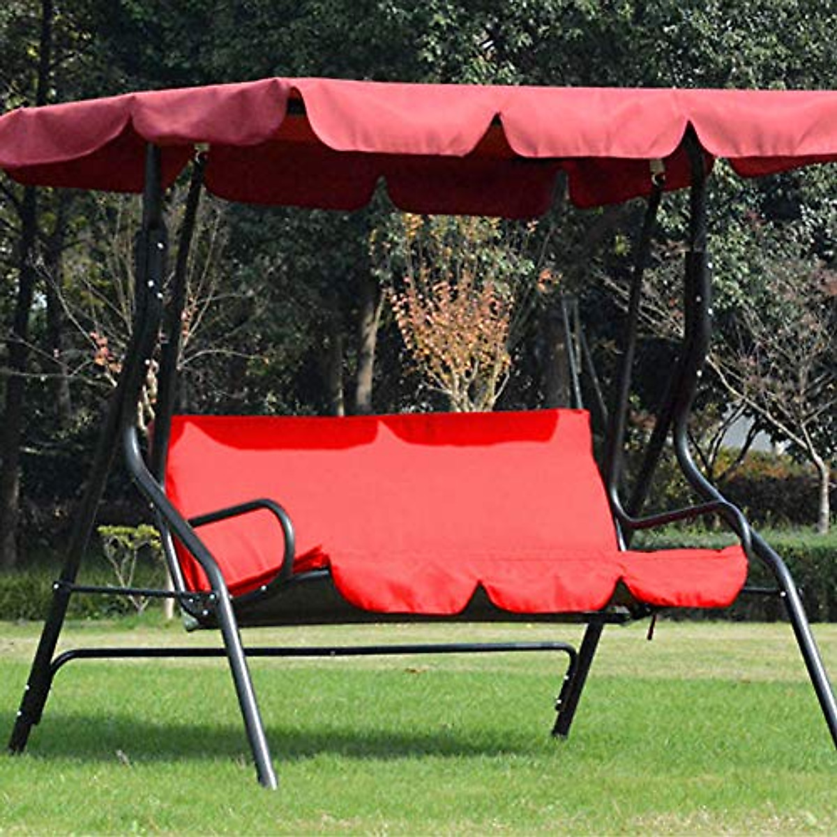 Swing Cushion, 3‑Seat Chair Waterproof Swing Replacement 3‑Seat Chair Seat Cover for Outdoor Swing(red)