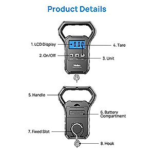 Fish Scale, Meilen 110lb/50kg Luggage Scale Hanging Scale Fishing Scale with Backlit LCD Display, Luggage Scales for Suitcase with Large Handle, Digital Postal Scale Fishing Gifts for Men