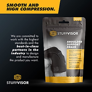 Stuffvisor Shoulder Support Brace with Pressure Strap Pad for Rotator Cuff, Tendonitis, Dislocation, Bursitis and other Shoulder Injuries, with Shoulder Sling, Compression Arm Sleeve Unisex, Onesize