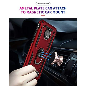 Military Grade Drop Impact for Motorola Moto Z4 Case,Moto Z4 Play Case 360 Metal Rotating Ring Kickstand Holder Magnetic Car Mount Armor Heavy Duty Case Z4 Z4 Play Z4 Force Phone Case (Red)