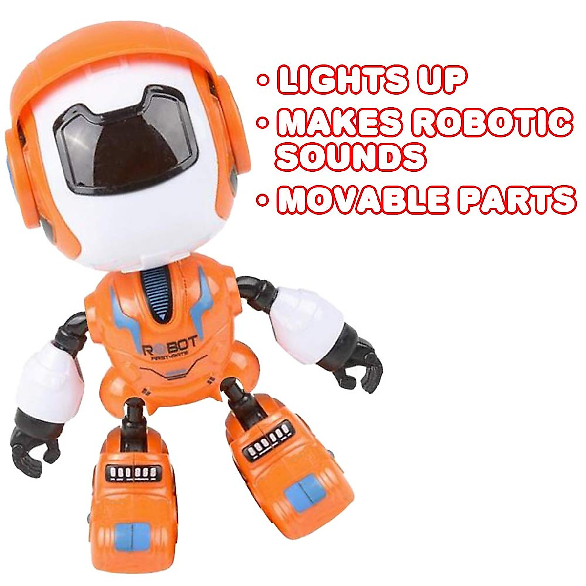 ArtCreativity Mini Robot Toy with Lights and Sounds, 1PC, LED Toy Robot for Kids with Moveable Limbs, Cool Toys for Boys and Girls, Room and Desk Décor, Great Birthday Gift Idea