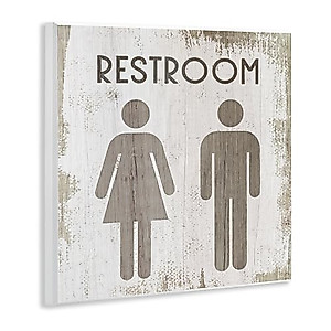 Stupell Industries Vintage Restroom Wood Texture, Design by Artist Daphne Polselli Art, 12 x 0.5 x 12, Wall Plaque