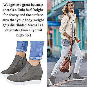 Athlefit Women's Wedge Sneakers Wedge Booties Size 9.5 Grey