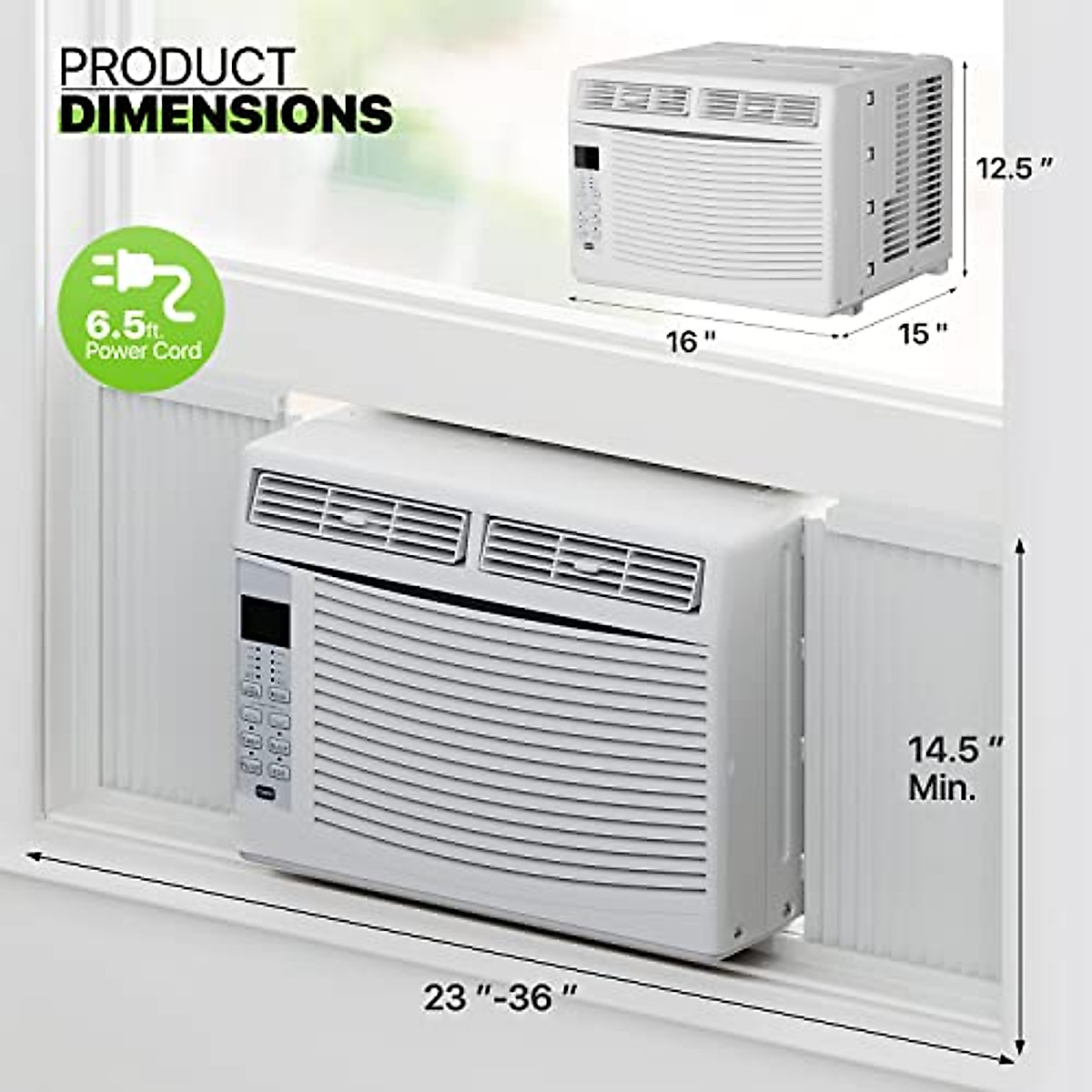 Magshion 6K BTU Window Air Conditioner, AC Window Unit with Remote Control and Washable Filter, Quiet Operation, Ideal for Rooms up to 450 Square Feet