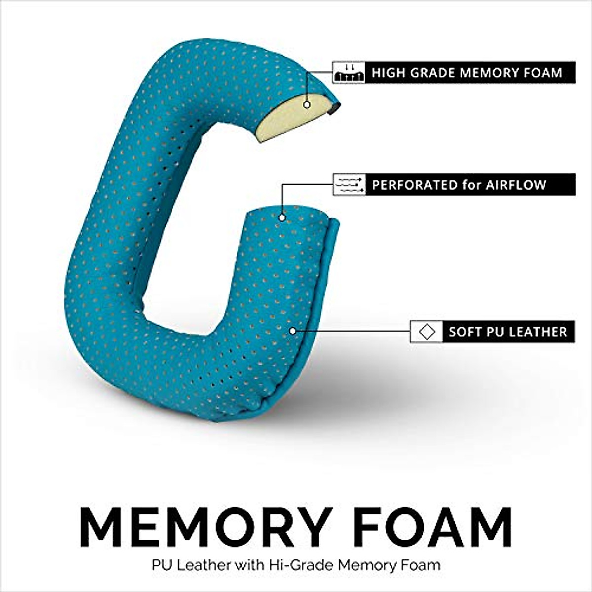 BRAINWAVZ Upgraded Earpads for Logitech G35 G930 G430 F450 Headphones - Made with Premium Vegan Leather, Genuine Memory Foam, Improves Comfort, Sound Isolation Ear Pads (Turquoise)