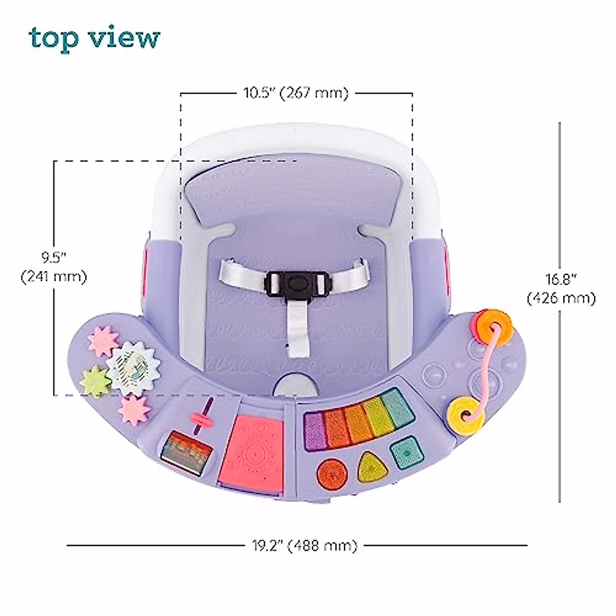 Infantino Music & Lights 3-in-1 Discovery Seat and Booster - Convertible Infant Activity and Feeding Seat with Electronic Piano for Sensory Exploration, for Babies and Toddlers, Lavender