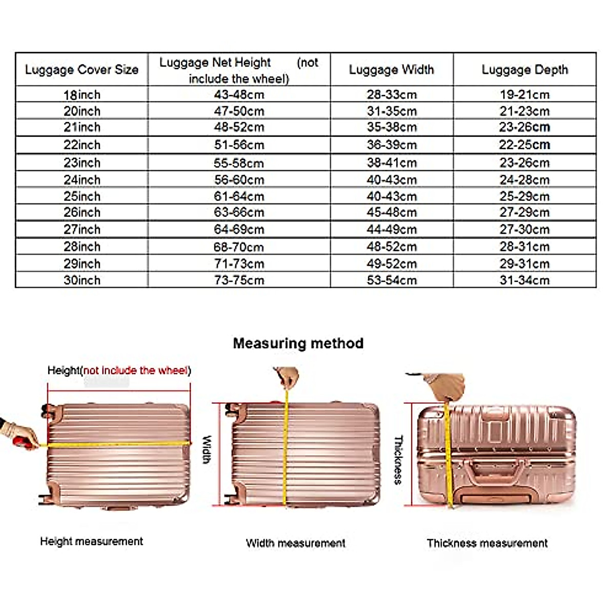 MosaiRudo Clear PVC Luggage Cover Protectors Transparent Travel Luggage Protector for Wheeled Suitcase (No border Thickness 0.3mm, 26inch)